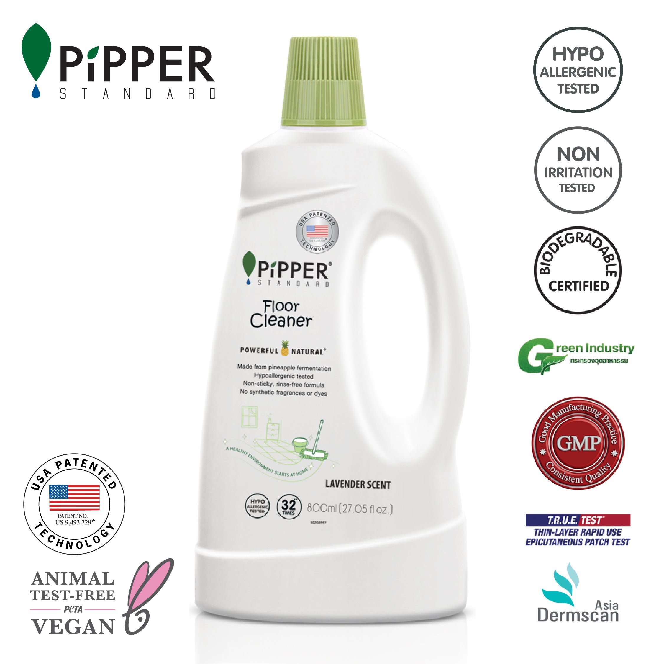 PiPPER Standard - 天然菠蘿酵素地板清潔劑 800ml | 薰衣草香 | 同人辦館 Our HK Mall